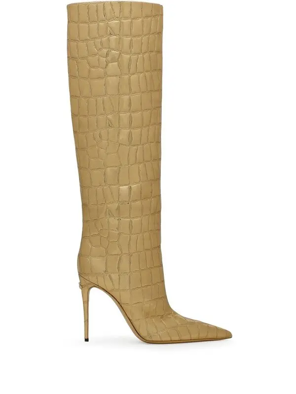 Dolce & Gabbana Metallic Croc-effect Knee Boots