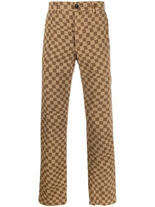 Incotex Check-print Straight-leg Jeans - Brown