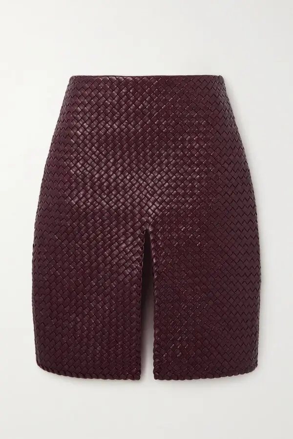 Bottega Veneta Intrecciato Leather Skirt