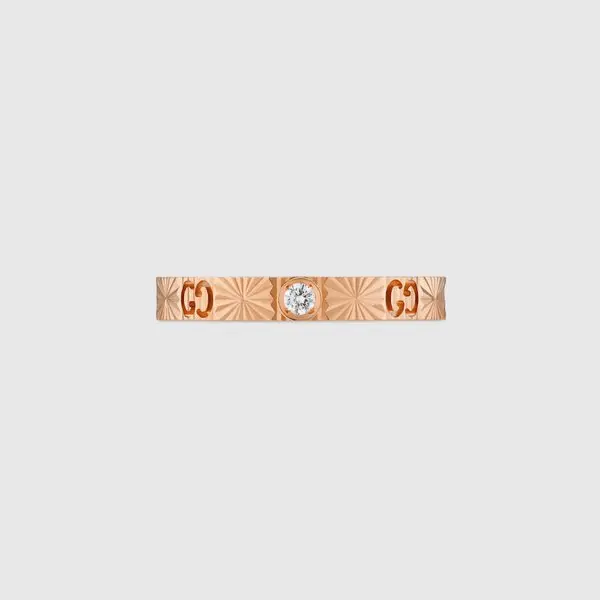 Gucci Icon 18k Diamond Heart Ring - Rose Gold