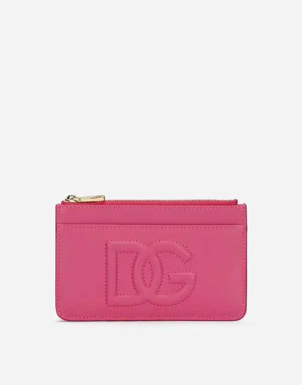 Dolce & Gabbana Medium Calfskin Card Holder With Dg Logo - Lilac