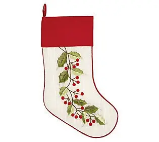 C&F HOME Joy Wreath Embroidered Christmas Stock Ing