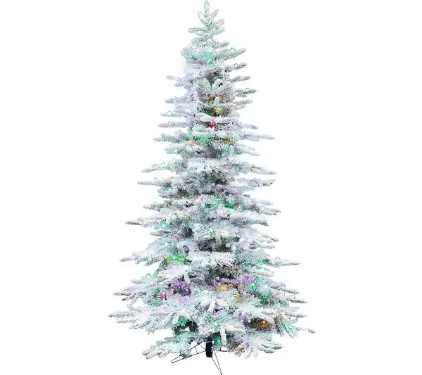 FRASER HILL FARM 6.5' Flocked Mountain Pine Chr Istmas Tree