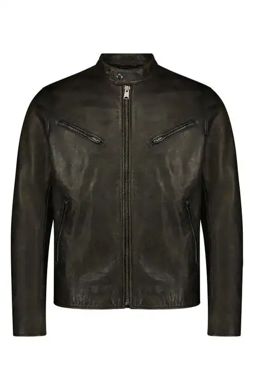Lucky Brand Bonneville Leather Jacket Washed Black Editorialist