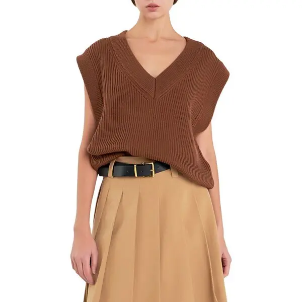 English Factory Sweater Vest - Chocolate