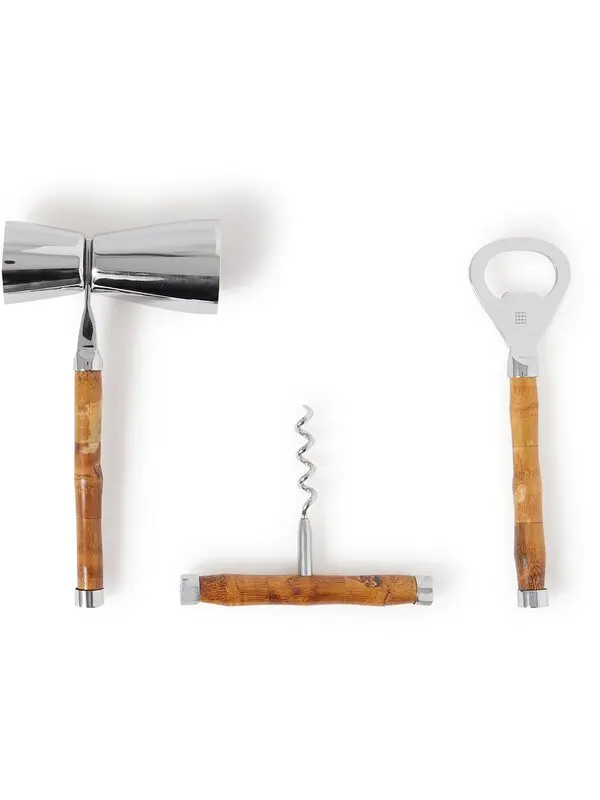 SOHO HOME Masen Stainless Steel And Bamboo Bar Set