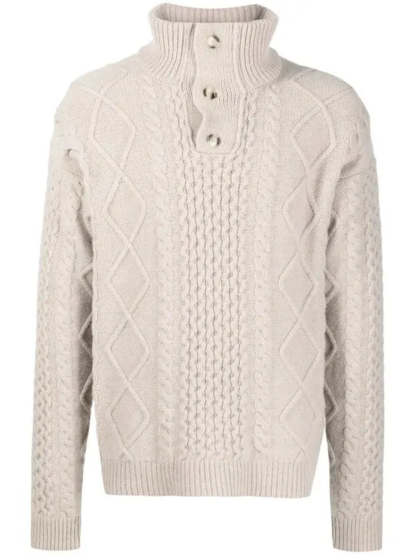 Nanushka Button-collar Cable-knit Jumper