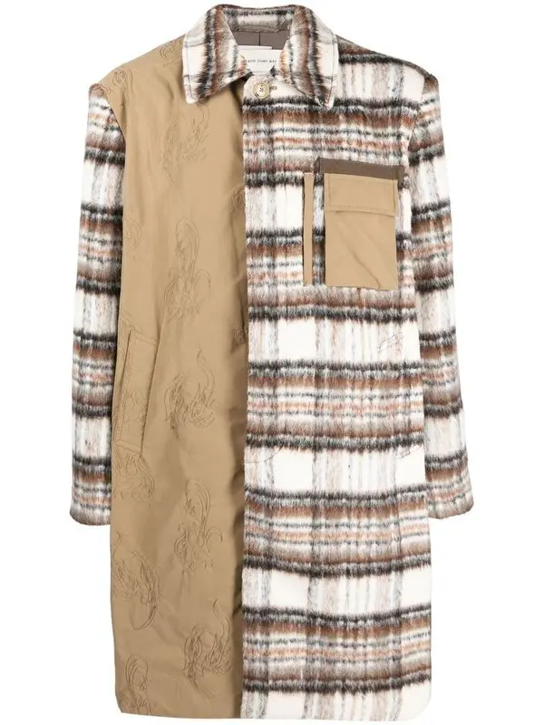 FENG CHEN WANG Tartan Patchwork Shirt Coat