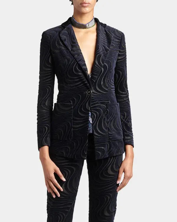 Giorgio Armani Swirl Jacquard Jersey Blazer