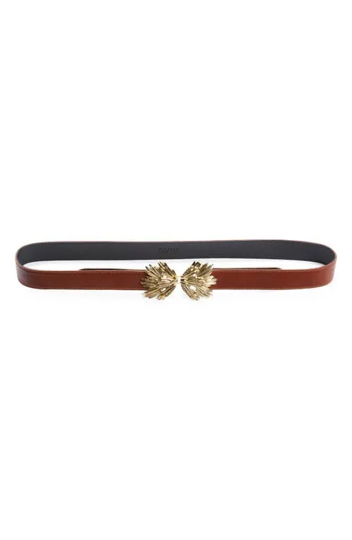 Raina Star Buckle Leather Belt - Cognac