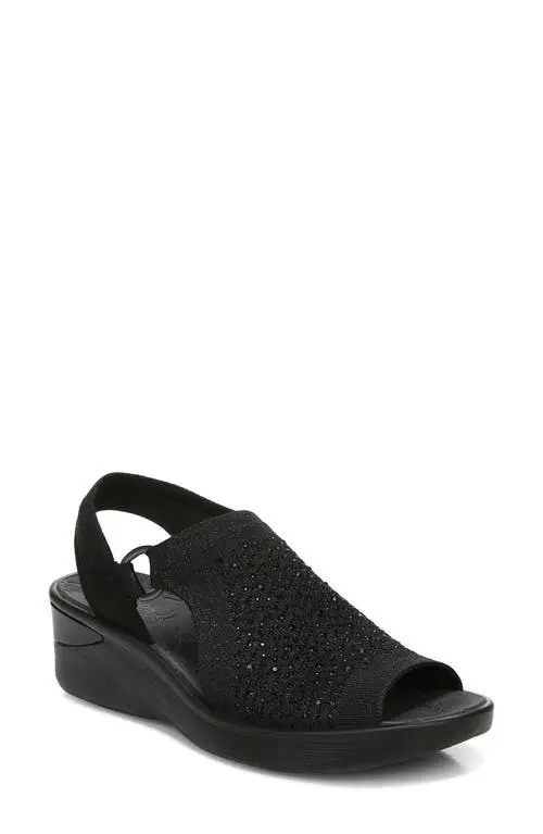 LIFESTRIDE Bzees Star Bright Knit Wedge Sandal - Black / Black Engineered Knit