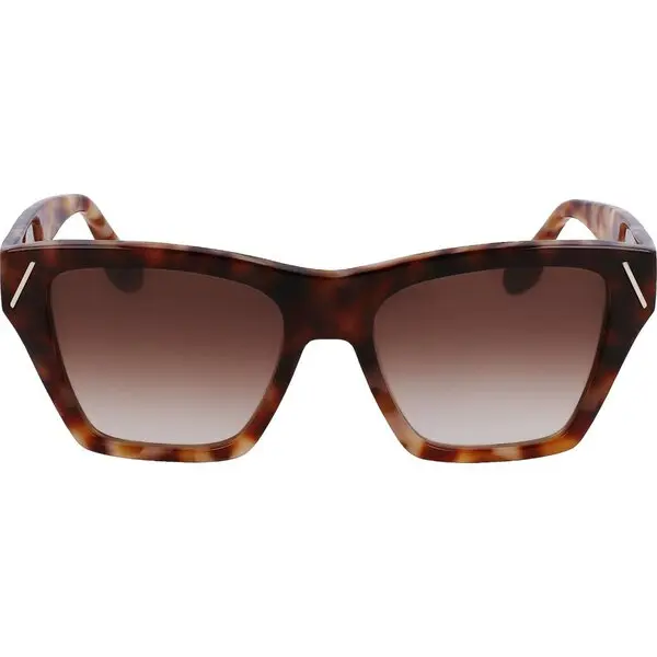 Victoria Beckham 55mm Modified Rectangle Sunglasses - Light Havana Fade