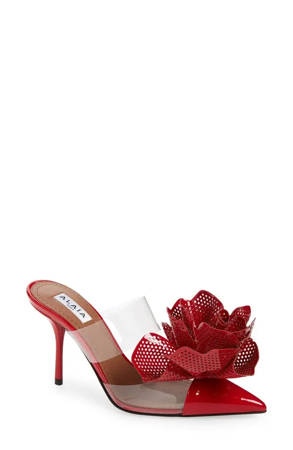 Alaïa 3d Fleur Pointed Toe Mule - Laque | Editorialist