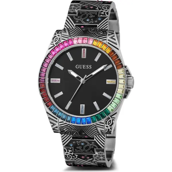 Guess Multicolor Crystal Bracelet Watch - Black/black/black | Editorialist