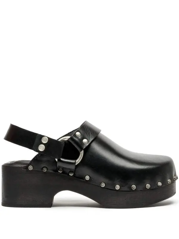 RE/DONE 70's Stud-embellished Mules - Black