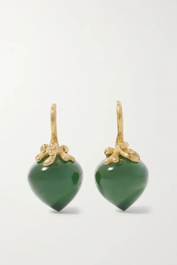 OLE LYNGGAARD COPENHAGEN Dew Drops Serpentine And 18-karat Gold Dangle Earrings