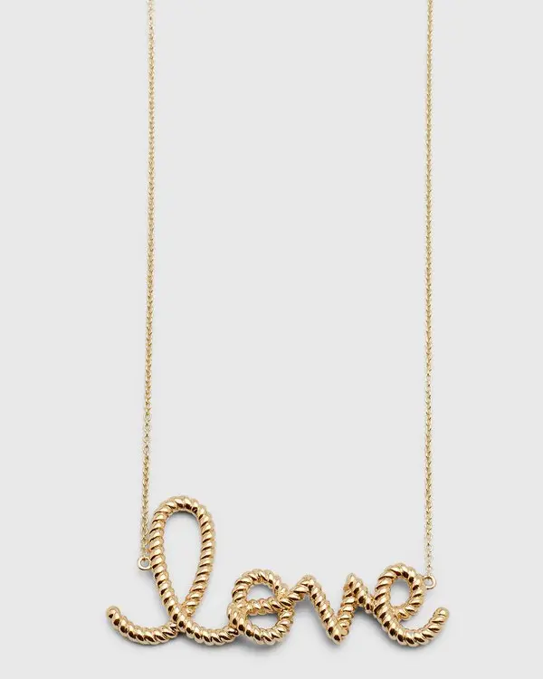SYDNEY EVAN 14k Big Love Script Rope Necklace - Yellow Gold