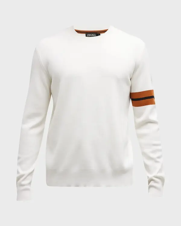 Zegna Signifier Sleeve Crewneck Sweater - White