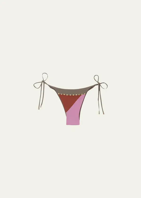 VIX PAULA HERMANNY Colorblock Tie-side Bikini Bottoms - Pistachio/camel ...