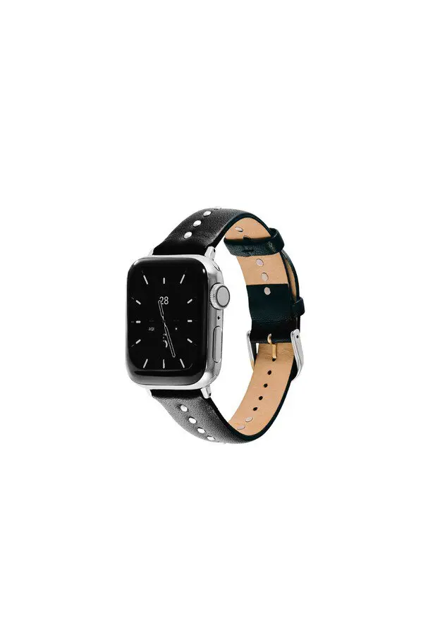 Goldenerre Black Stud Band For The Apple Watch Silver Editorialist