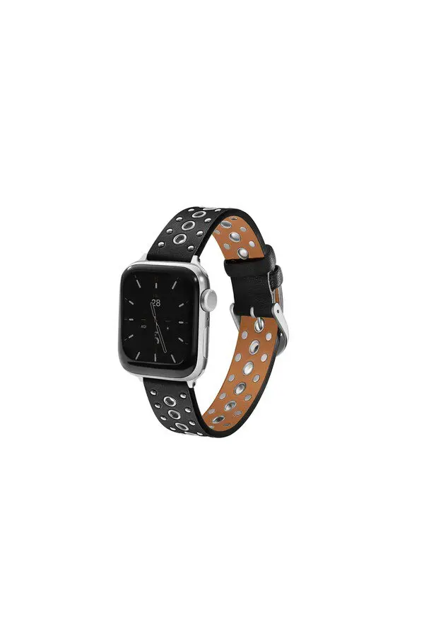 GOLDENERRE Grommet Studded Apple Watch Band - Silver