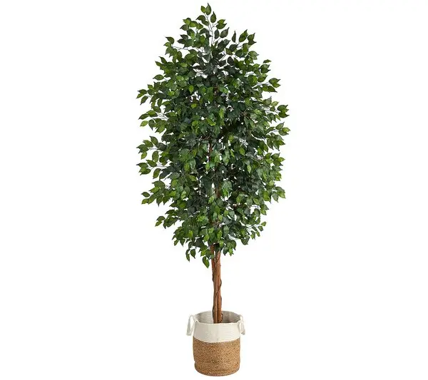 NEARLY NATURAL 8' Ficus W/ Natural Jute Planter