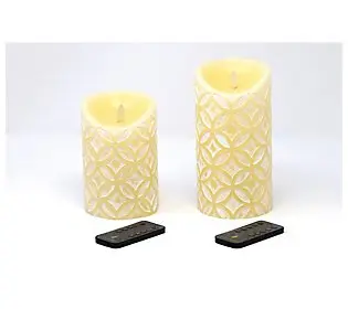 LUMINARA Set Of Two 5' & 7' Medallion Embossed Andles
