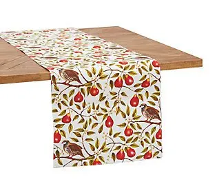 VALERIE PARR HILL 14' X 72' Partridge In A Pear Tree Table Runner Valerie