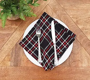 VALERIE PARR HILL 18' X 18' Poinsettia Plaid Woven Napkin Set Of 6 Valerie