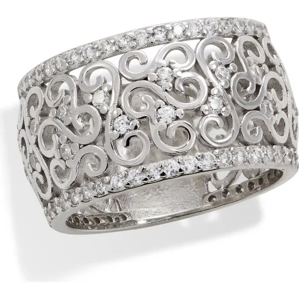 SAVVY CIE JEWELS Sterling Silver Cubic Zirconia Band Ring