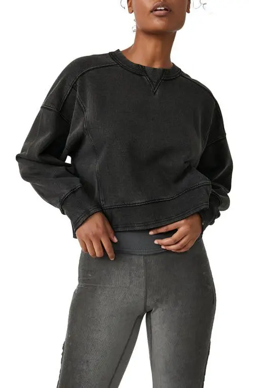 Free People Intercept Cotton-blend Sweatshirt - Black