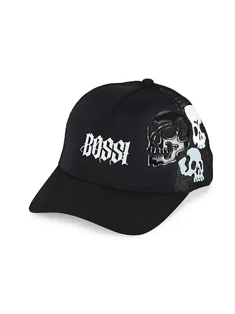 BOSSI SPORTSWEAR Skull Logo Trucker Hat - Black | Editorialist