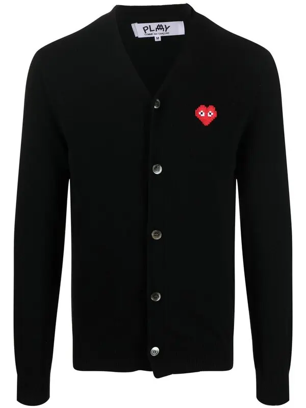 Play Comme Des Garcon Logo-patch Cardigan - Black