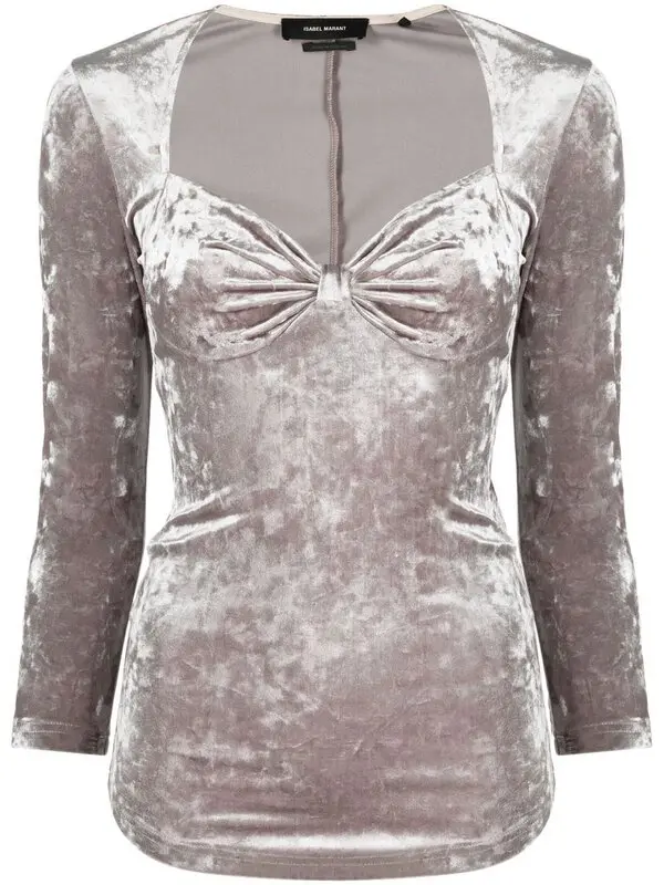 Isabel Marant Gubaia Velvet Top - Grey