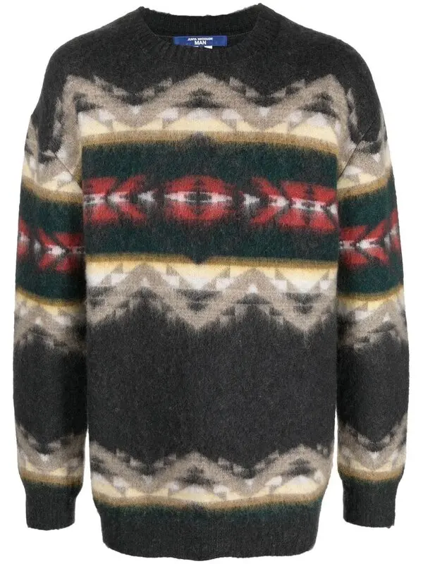 Junya Watanabe Intarsia-knit Oversize Jumper - Grey