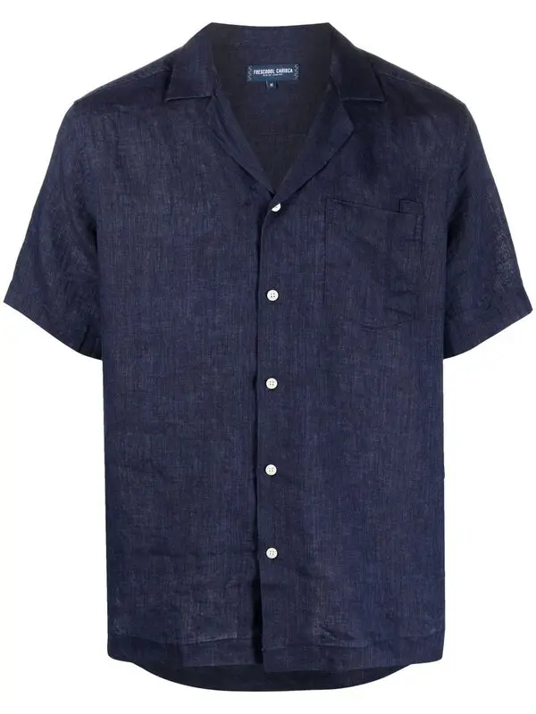 Frescobol Carioca Angelo Short-sleeve Linen Shirt - Blue
