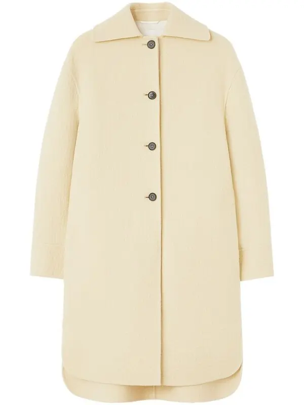 JIL SANDER Single-breasted Virgin Wool Coat - Neutrals