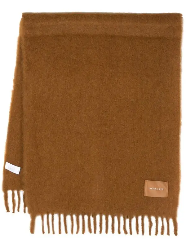REJINA PYO Blanket Logo-patch Fringed Scarf