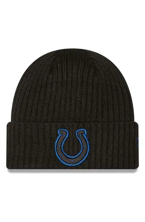 New Era Indianapolis Colts Logo Core Classic Cuffed Knit Hat - Black ...