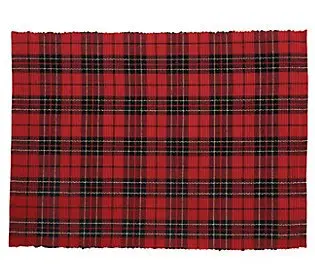 VALERIE PARR HILL 13' X 19' Red Black Plaid Placemat Set Of 6 Valerie