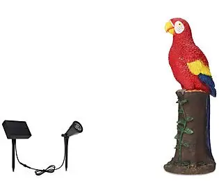 TECHKO Red Parrot Statue With Solar Spotlight