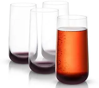 JOYJOLT Set Of Four 18.2oz Black Swan Crystal H Ghball Glasses