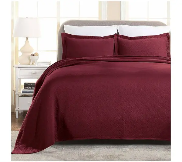 SUPERIOR Matelasse Cotton Basketweave Bedspread Set, King