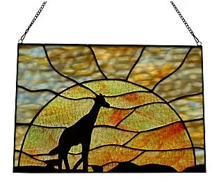 RIVER OF GOODS 10'h Giraffe At Sunset Stained G Ass