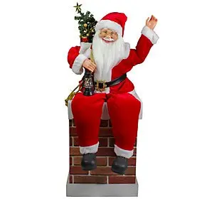 NORTHLIGHT Santa Delivering Presents Down A Chi Ney Decor