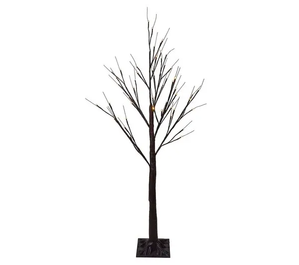 NORTHLIGHT 4' Brown Birch Twig Tree Decor War White Lights