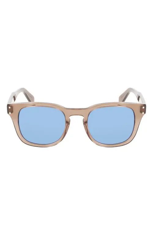FERRAGAMO 49mm Rectangular Sunglasses - Brown Transparent