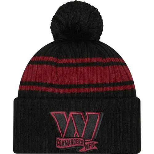 New Era Washington Commanders 2022 Sideline Cuffed Pom Knit Hat - Black ...
