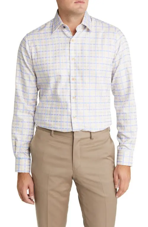 DUCHAMP Tailored Fit Plaid Dress Shirt - Blue | Editorialist