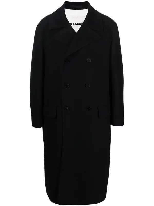 JIL SANDER Double-breasted Cashmere Coat - Blue